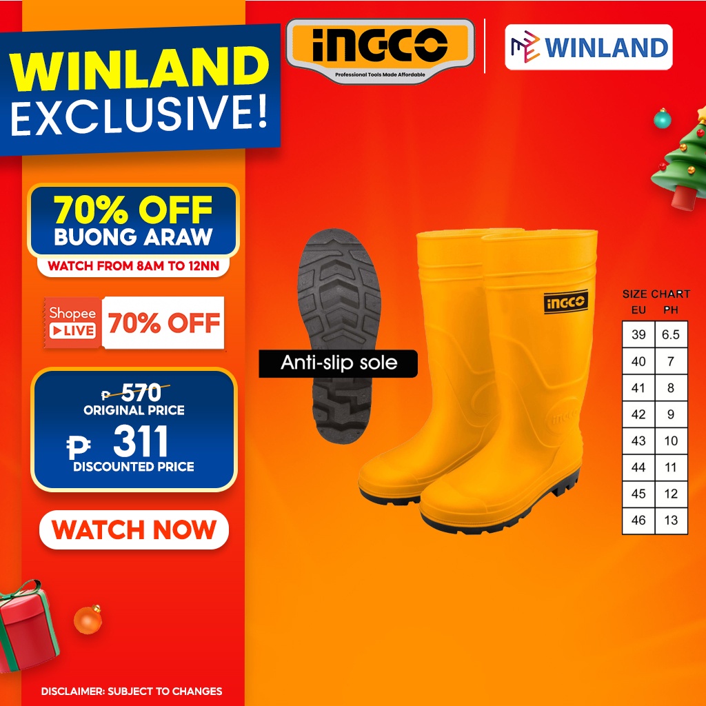 [3795]INGCO by Winland Rain Boots 100% New Virgin PVC / Nitrile with ...