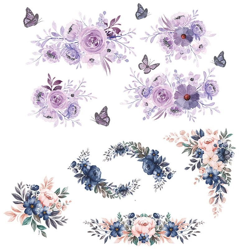 Beautiful Flower Cluster Wall Stickers Living Room Bedroom Background ...