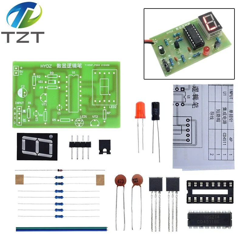 DIY LED Pcb Digital Display LED Logic Pen Electronic Kit High and Low ...