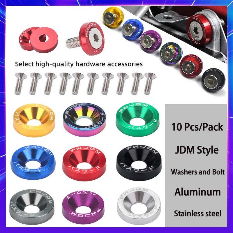 Universal 10 Pcs JDM Car Modified Hex Fasteners Fender Washer And M6 ...