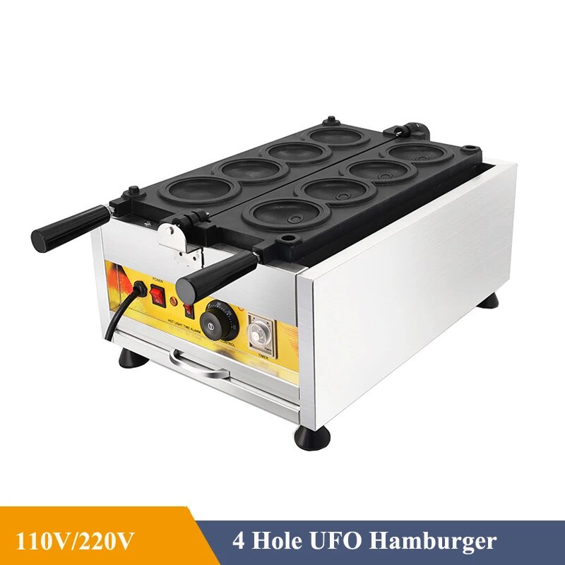 Electric 4 Holes Ice Cream Burger Machine Commercial Gelato Panini ...