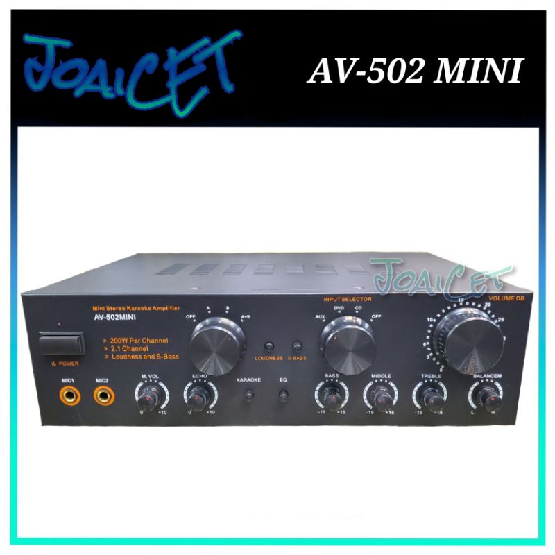 AV-502 MINI Stereo Karaoke Amplifier 200WX2 | Shopee Philippines