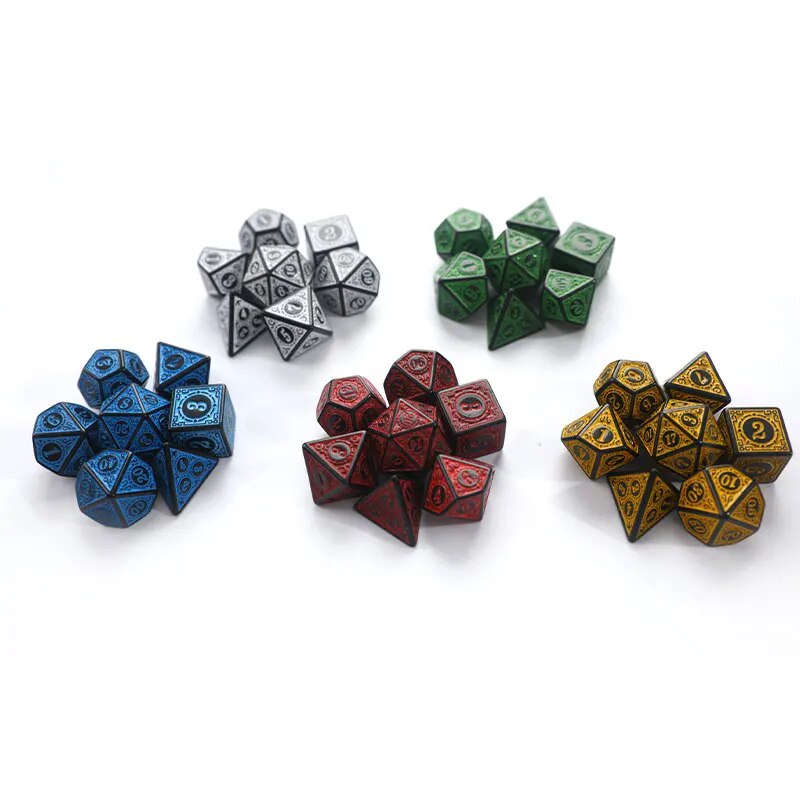 52R 7pcs/set Polyhedral 7-Die Carved Pattern Dice Set D4 D6 D8 D10 D ... 52R 7pcs/set Polyhedral 7-Die Carved Pattern Dice Set D4 D6 D8 D10 D ...