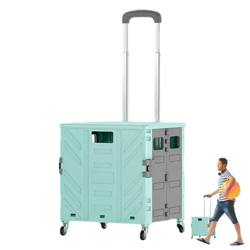 Foldable Rolling Crate 70L/50L Shopping Trolley Outdoor Draw Bar Box ...