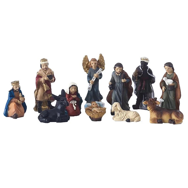 Set of 11 Nativity Figurines,Real Life Nativity Religious Baby Jesus ...