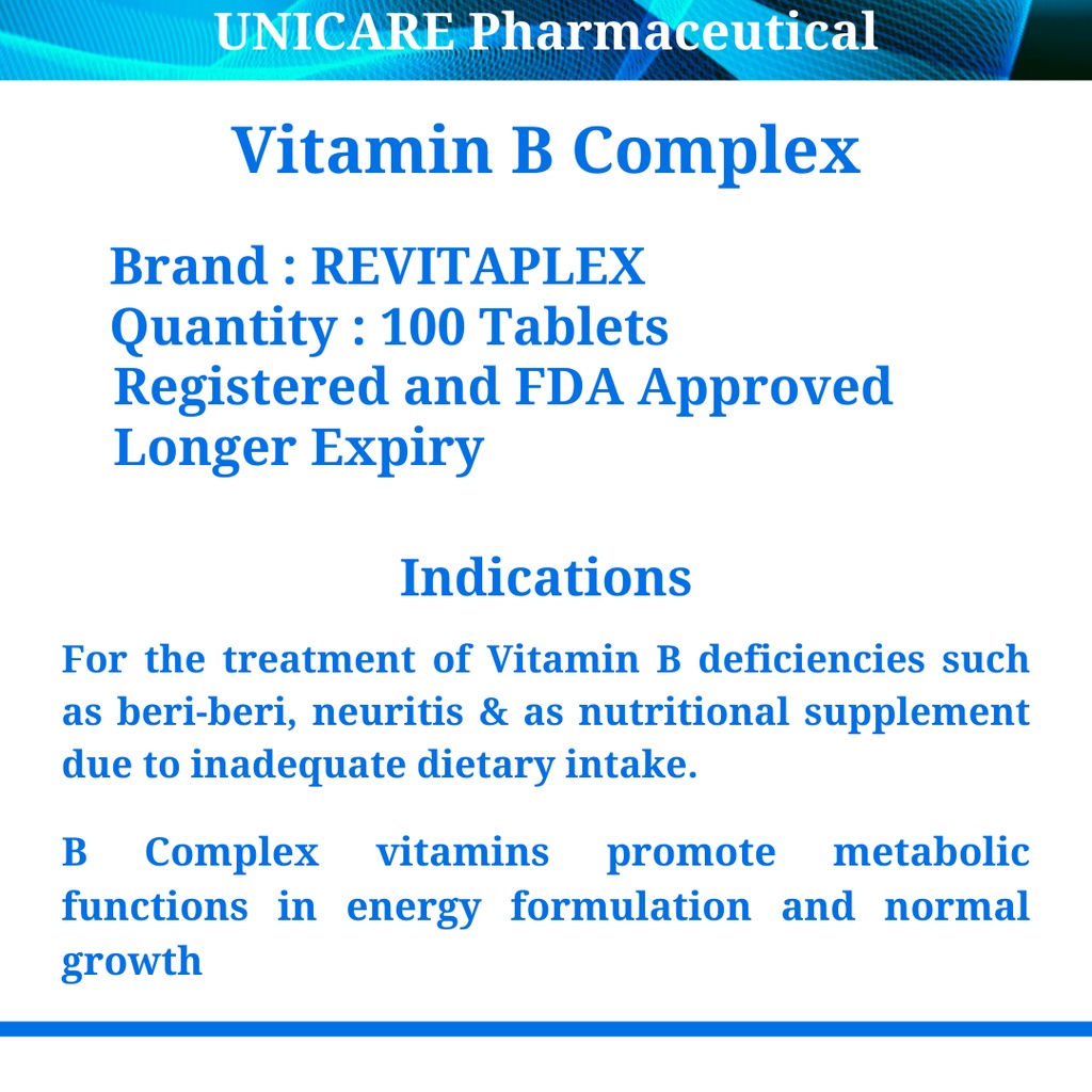 Multivitamins Vitamin B Complex REVITAPLEX 100s Tablet | Shopee Philippines