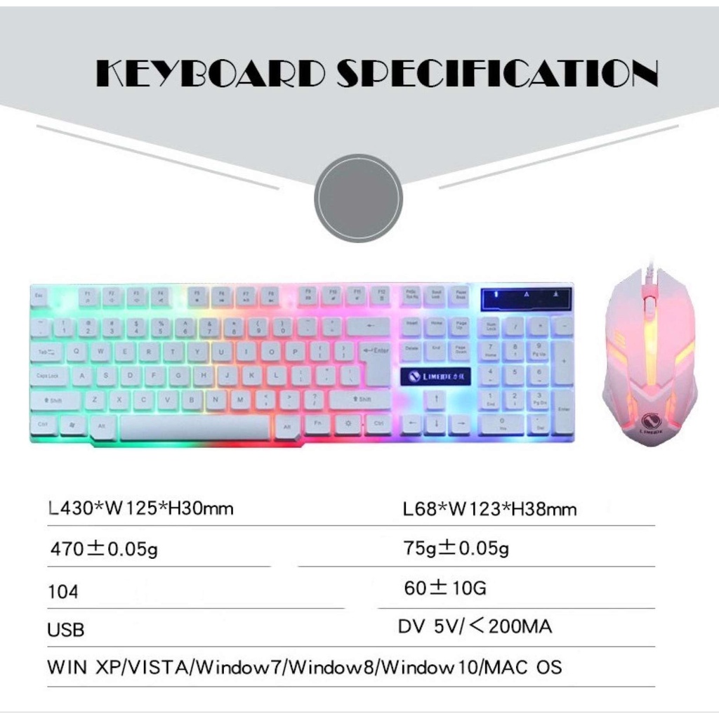 Limeide GTX300 Colorful LED Backlight Ergonomic Mechanical Gaming ...