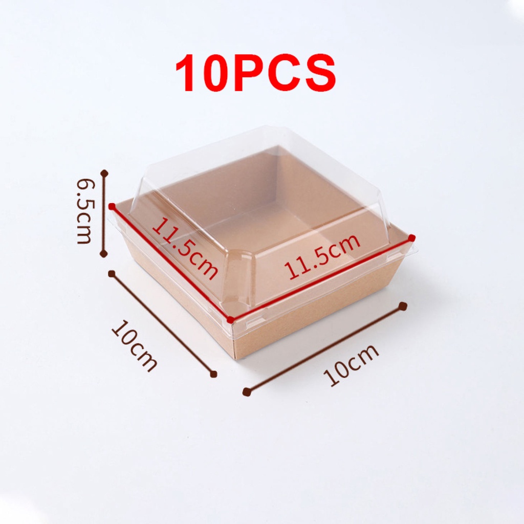 10PCS Kraft Sushi Tray Sandwich Box with Lid Pastry Dessert Box ...