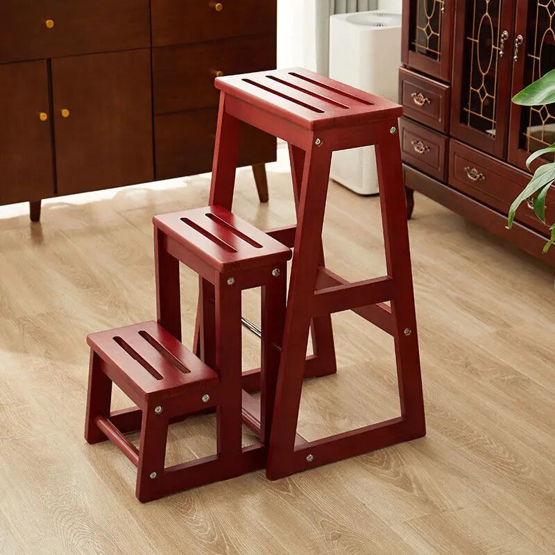 ☢Solid Wood Step Stool, Ladder Stool, Household High Stool, Dual ...