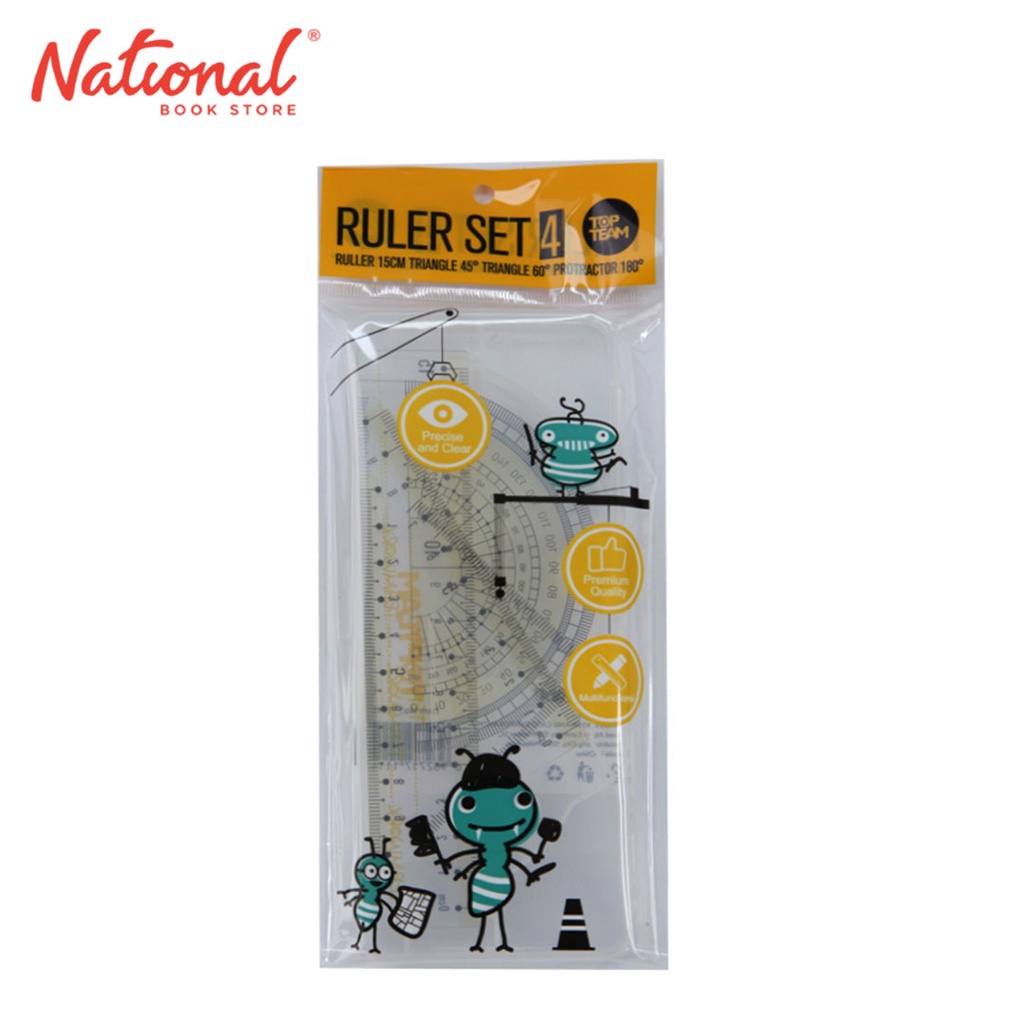 Topteam Math Set Clear 4s 1 Ruler + 2 Triangle + 1 Protractor T11143 ...