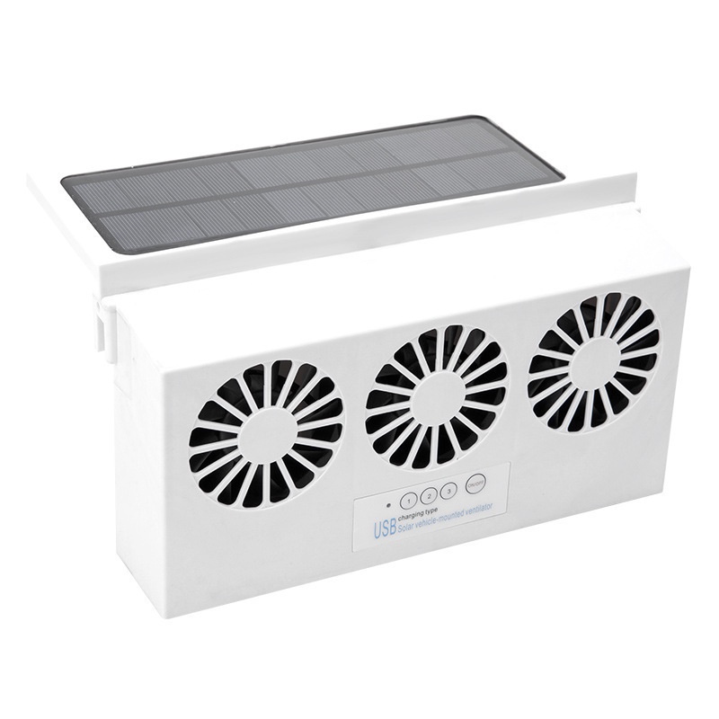 New arrival USB solar energy rechargeable three fans car window cooling ...