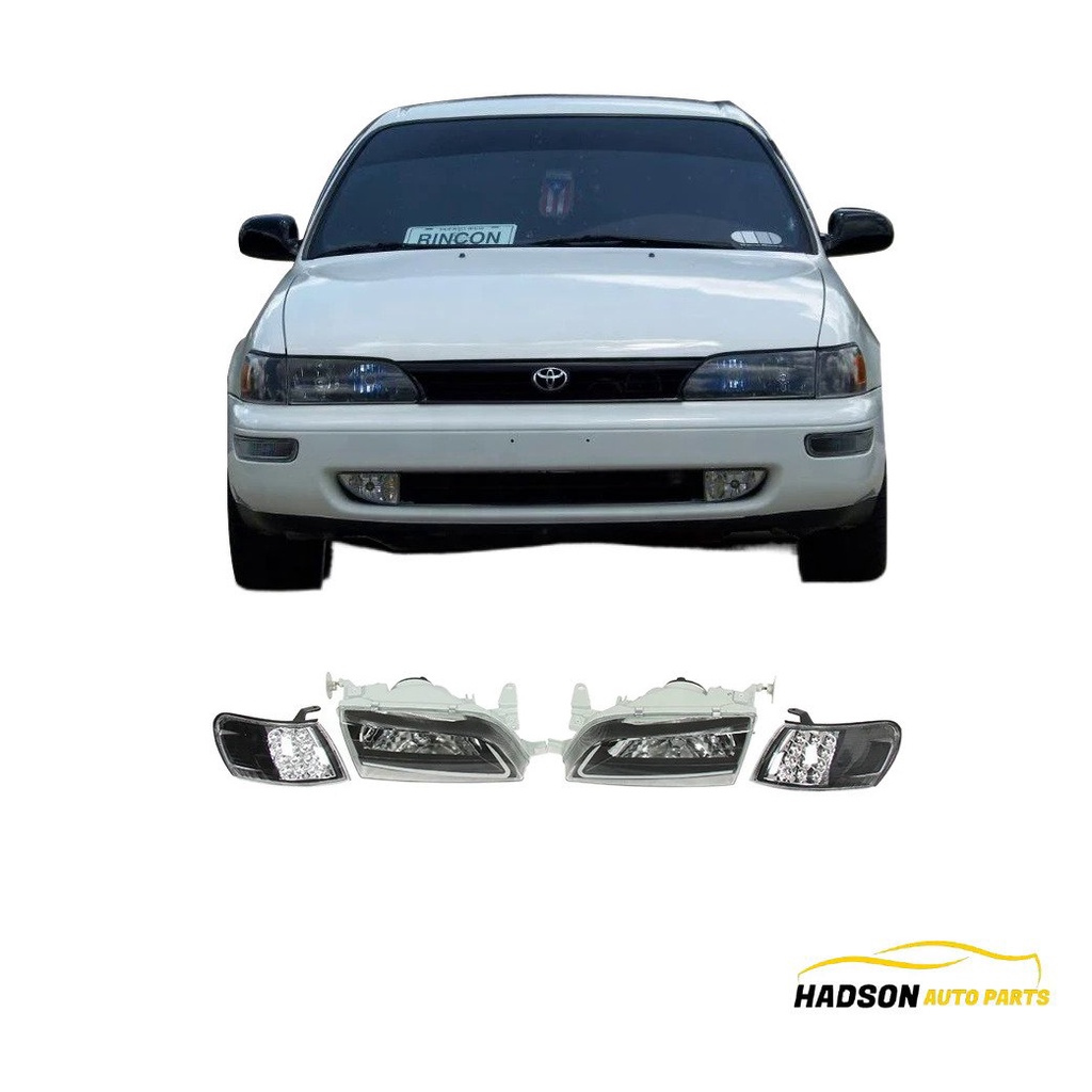 Black LED Stripe Head Light and Corner Light Fit Toyota Corolla AE100 ...