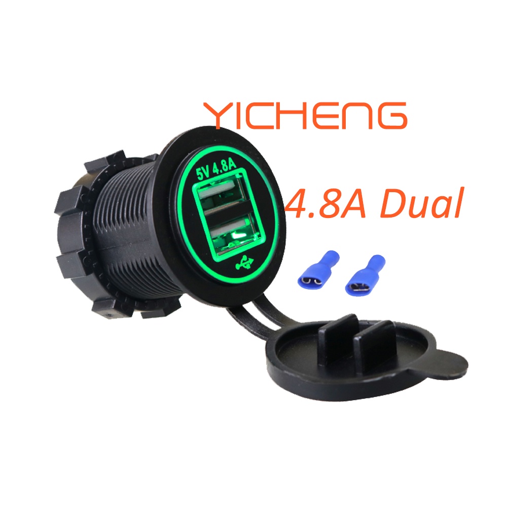 12V 24V DC Auto BUS USB Socket Dual 5V 2.4A 4.8 amps 4.8A Car Charger ...