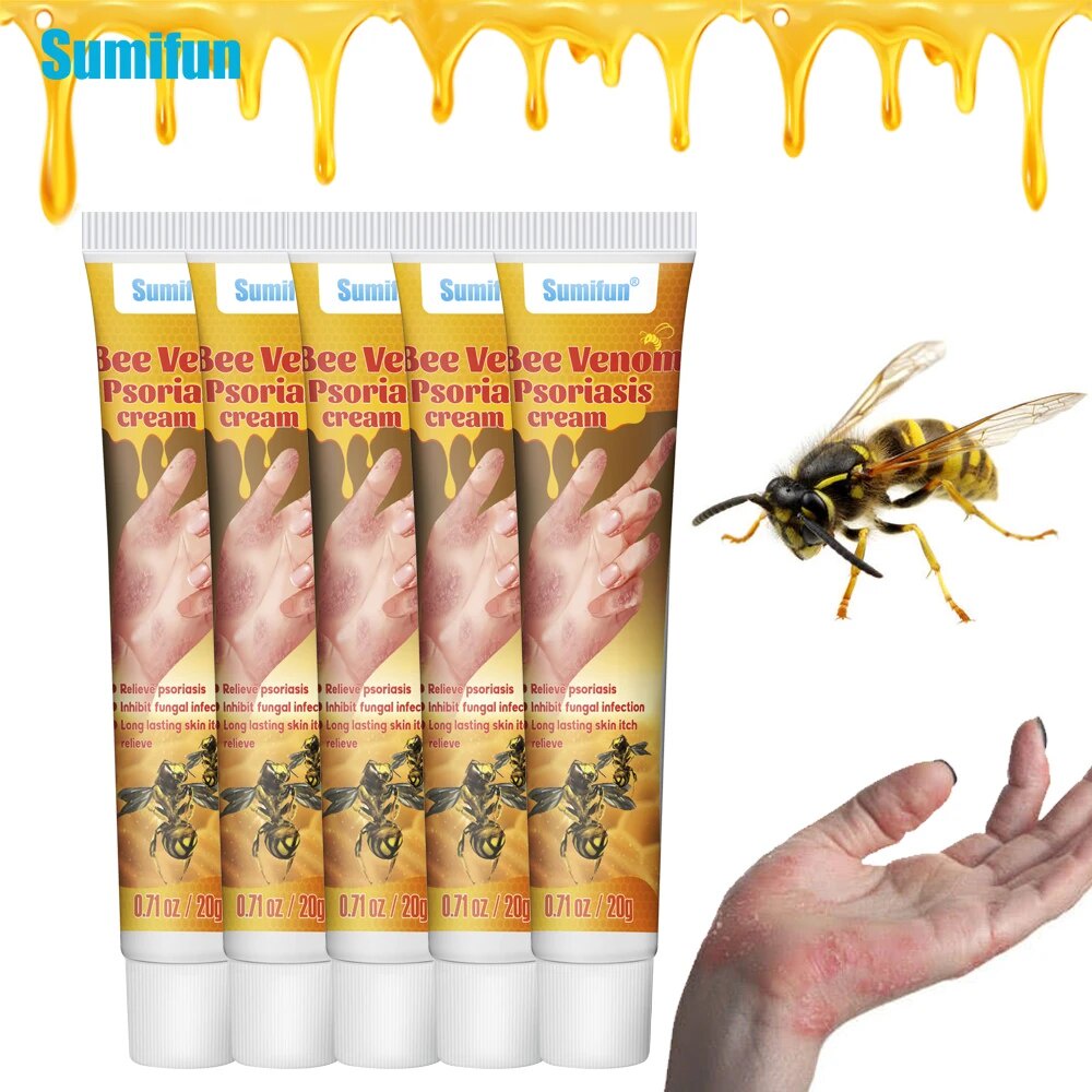 ⋛1/3/5pcs Bee Venom Psoriasis Cream Treatment Eczema Dermatitis ...
