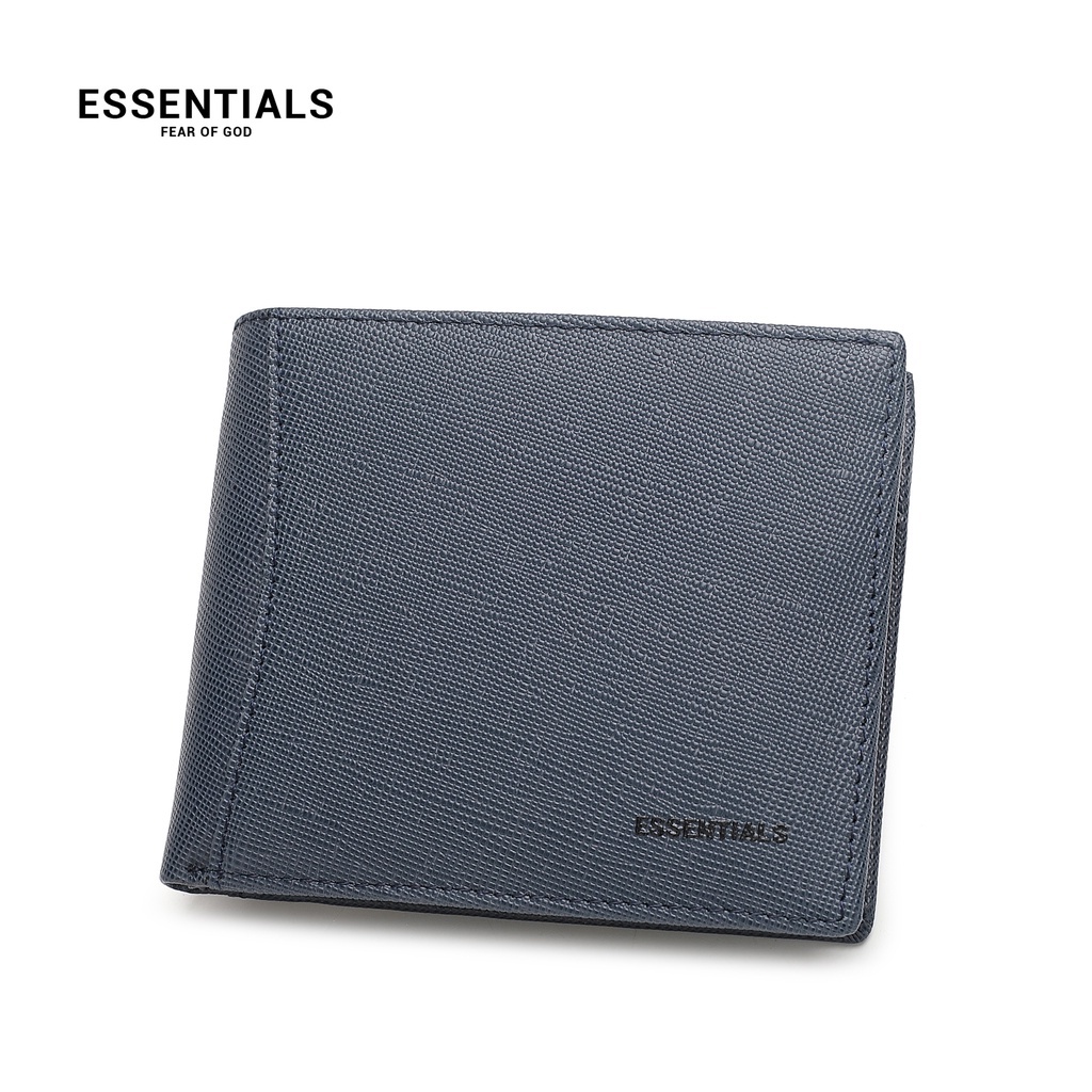 ESSENTIALS Genuine Leather RFID Men Trifold Wallet With Coins Pouch and ID Card Window - Blue ...