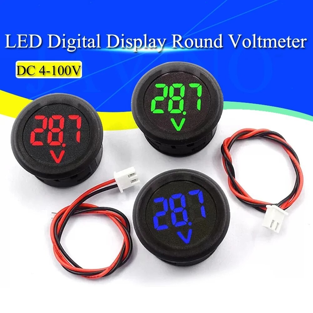 DC 4-100V LED Digital Display Circular Two-wire Voltmeter DC Digital ...