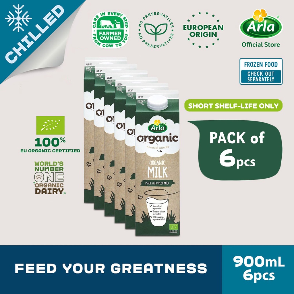 Arla Organic Fresh Full Cream Milk 900ml 6-Pack | Shopee Philippines