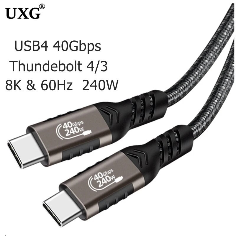 USB4 Cable 8K@60Hz Type C Gen3 40Gbps Cables 240W Fast Charge Compatible Thundebolt 4 Full ...