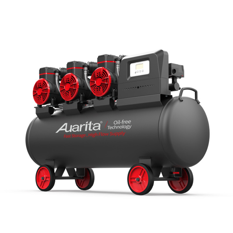 Quiet Oil Free 3 Piston 80L Air Compressor AC DC Oil Less Industrial ...
