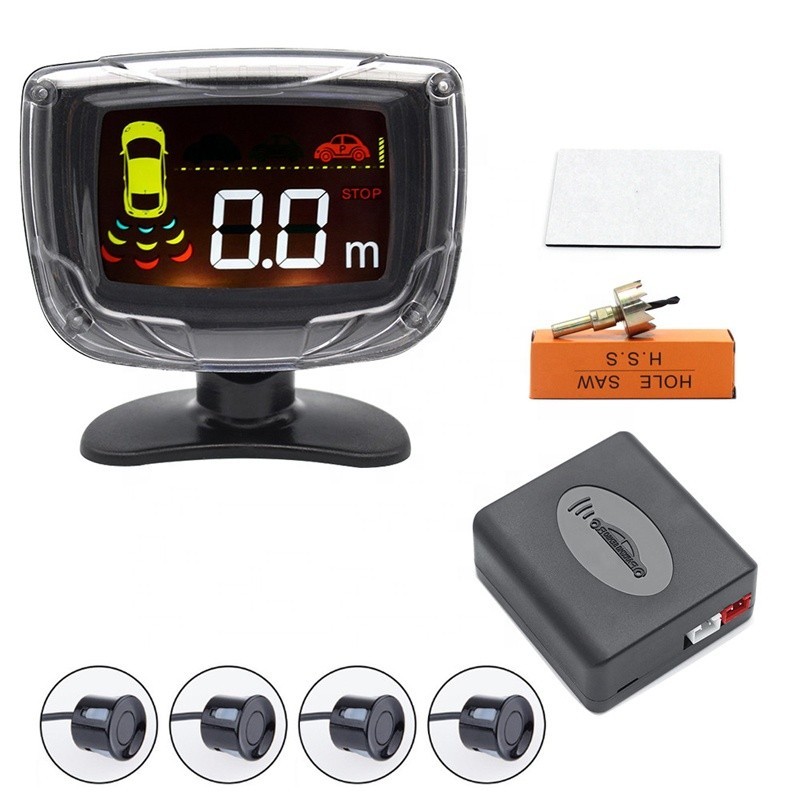 Car Parking Sensor Set LCD Display 4 Radar Probe 65dB Buzzer Alarm ...
