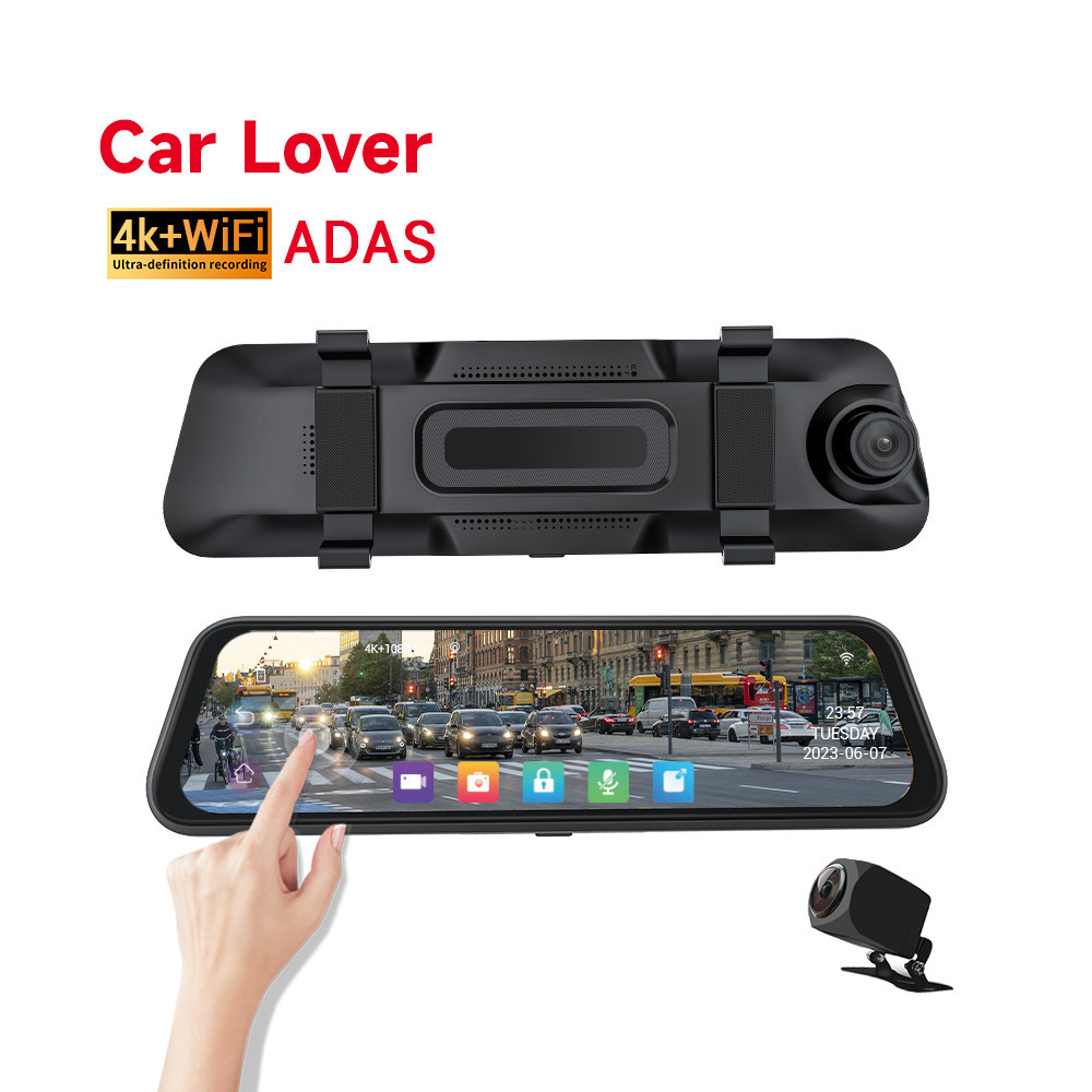 Carlover N8 Mirror Dash Cam 4K Dual Lens Rear View Night Vision For Car ...