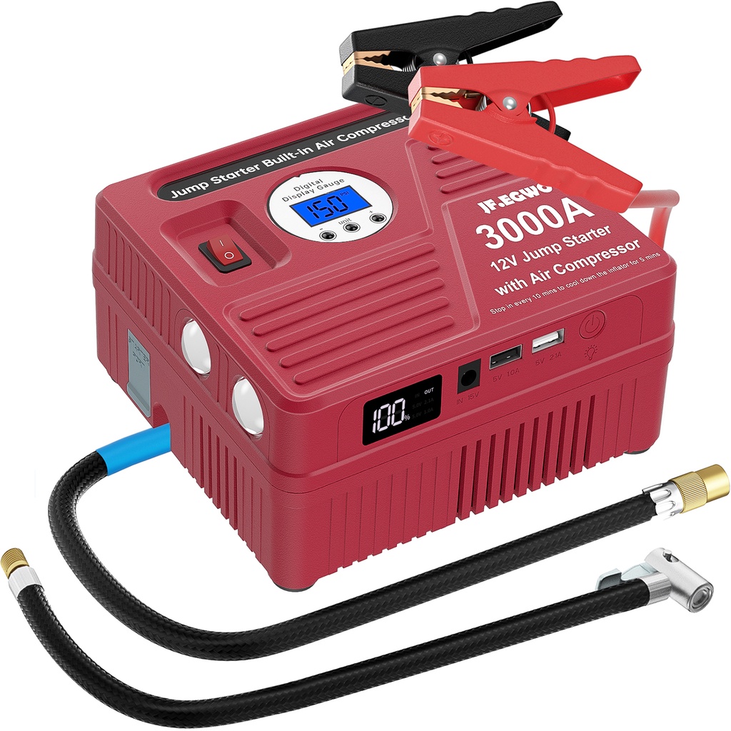 Auto emergency kit air-compressors 12v 3000 Amps peak car jumper jump ...