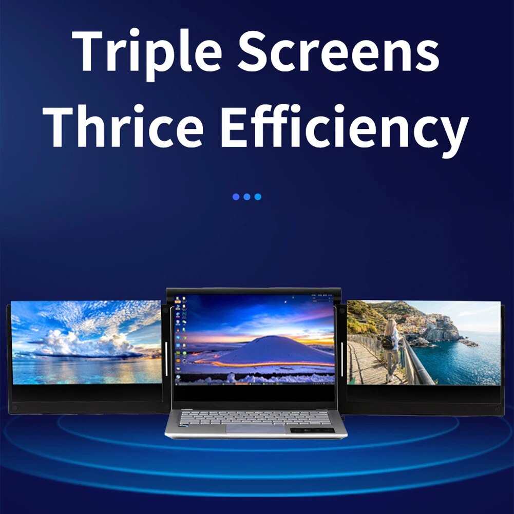 ☯13.3 Inch Portable Triple-screen Monitor Laptop Expansion Screen ...