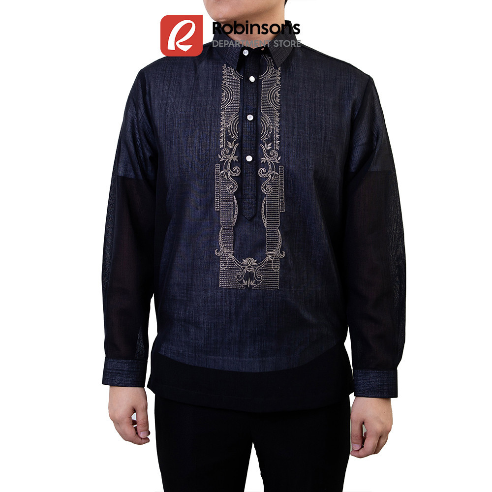 Executive Men's Longsleeves Jusi Barong with Embroidery (Black ...