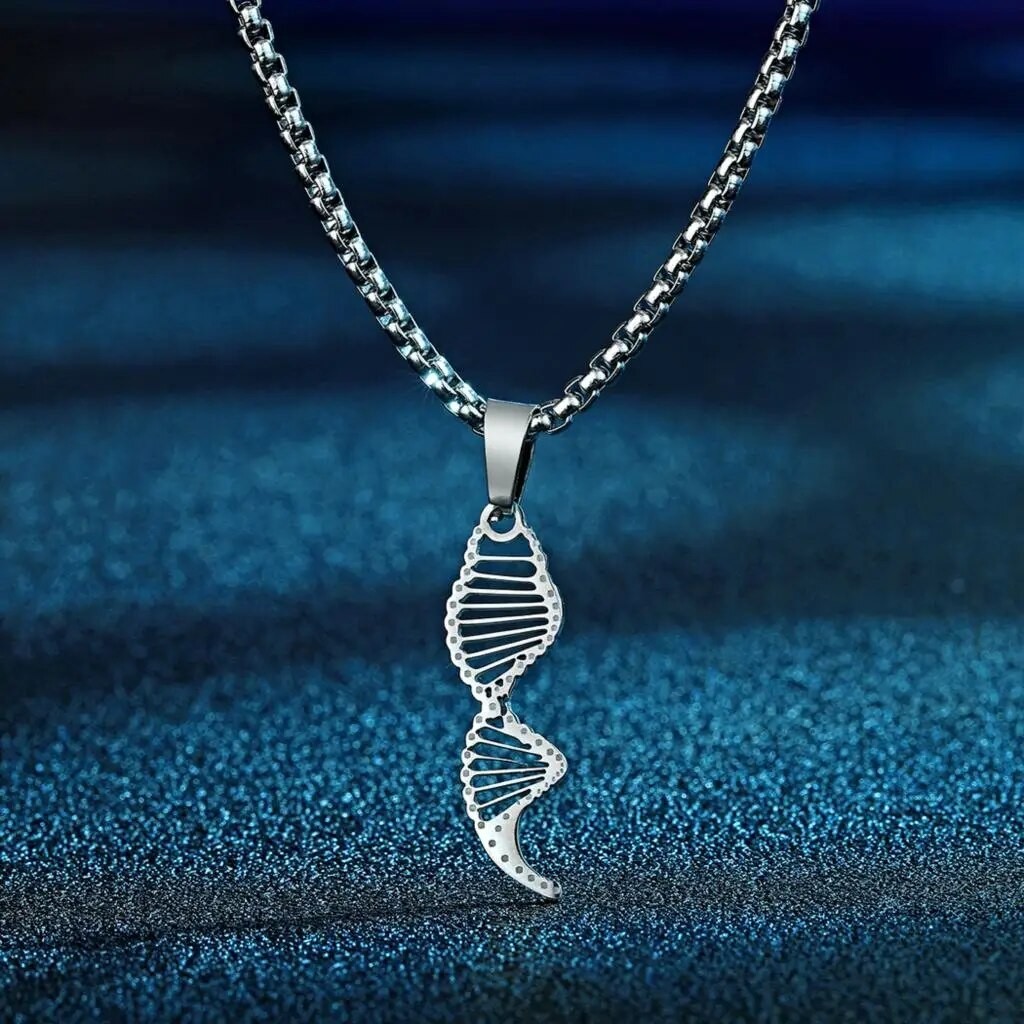 LUTAKU Stainless Steel DNA Double Helix Molecule Biology Pendant ...