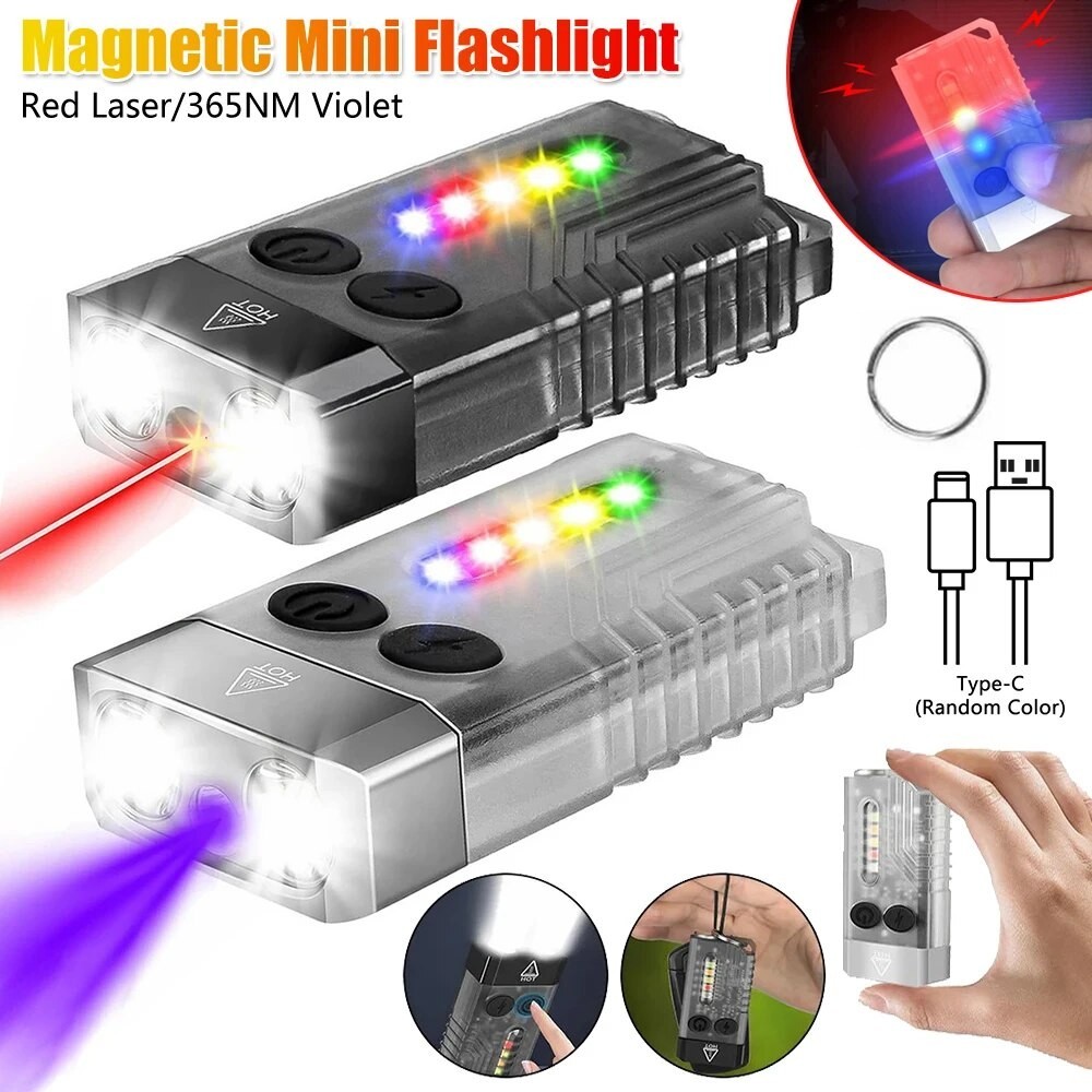 Mini Powerful Keychain Flashlights V10 High Lumens USB-C Rechargeable ...