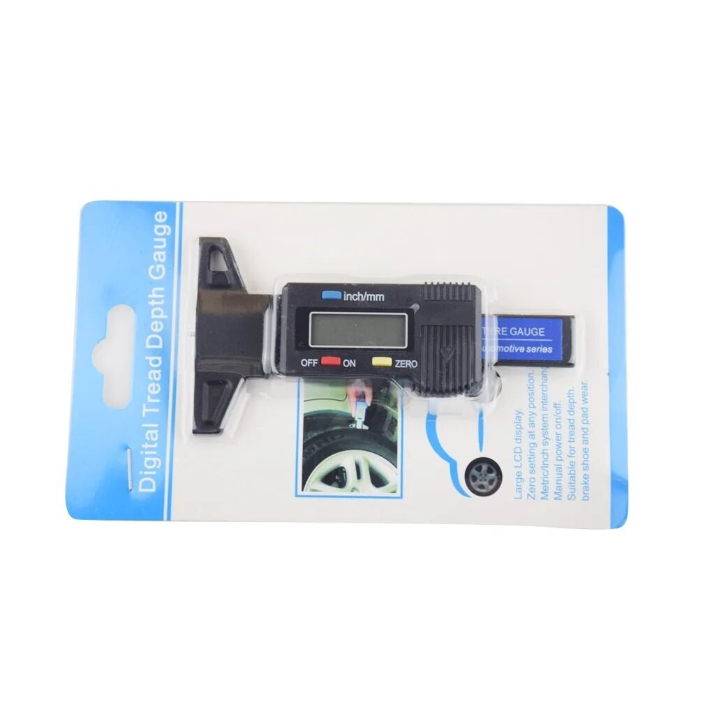 Electronic Digital Depth Gauge Metal Probe Tire Tread Gage LCD Display ...