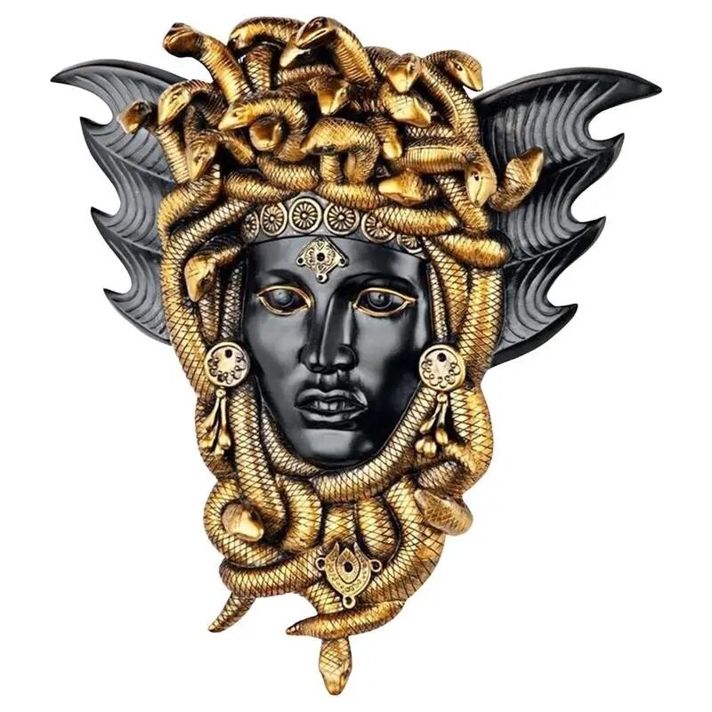 Medusa Gothic Snake Statue Greece Wall Greek Snake Head Gold Resin Lady ...
