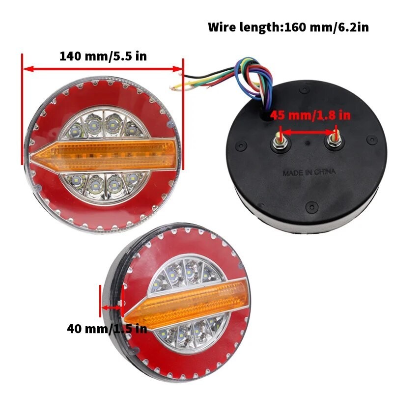 76O 2x LED Tail Light 12V 24V Tractor Rear Light Taillight Truck ...