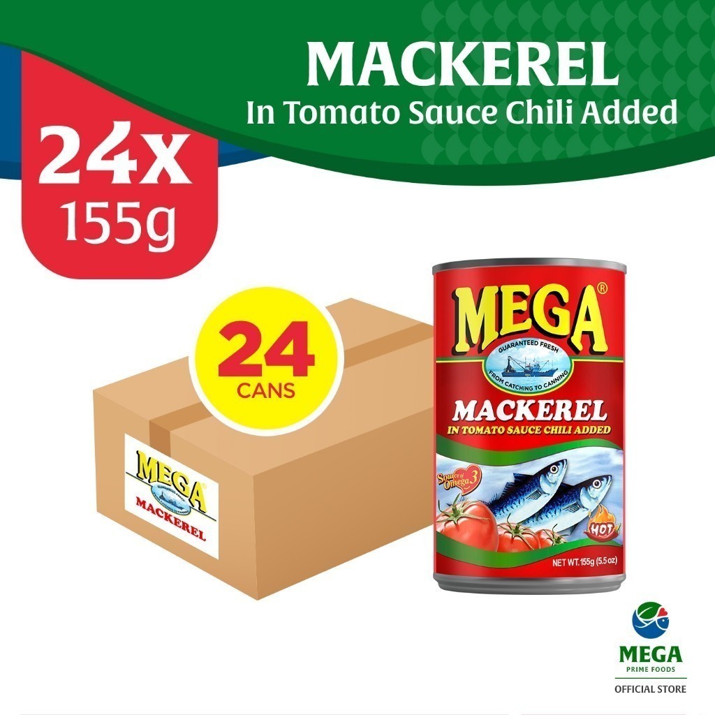 Mega Mackerel In Tomato Sauce W/ Chili Added 155G By 24'S | Shopee ...
