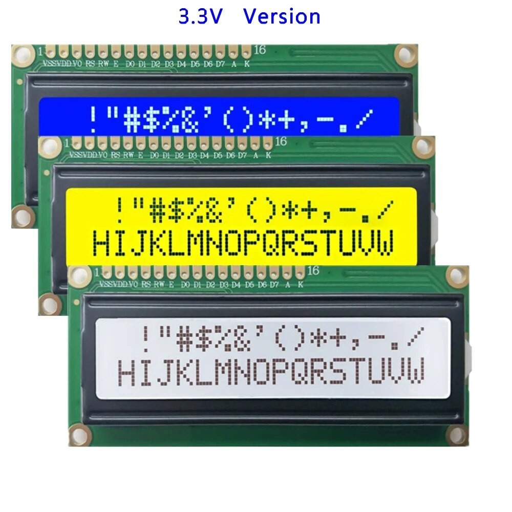 3.3V 16*2 Character LCD Display LCM 1602 16X2 162 Screen HD44780 Yellow ...