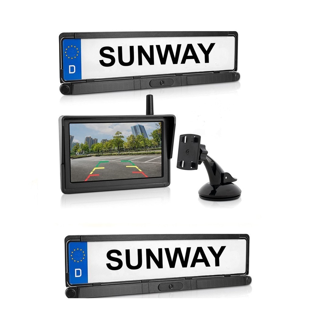 5" Wireless Split Monitor 2CH Solar European License Plate Backup ...