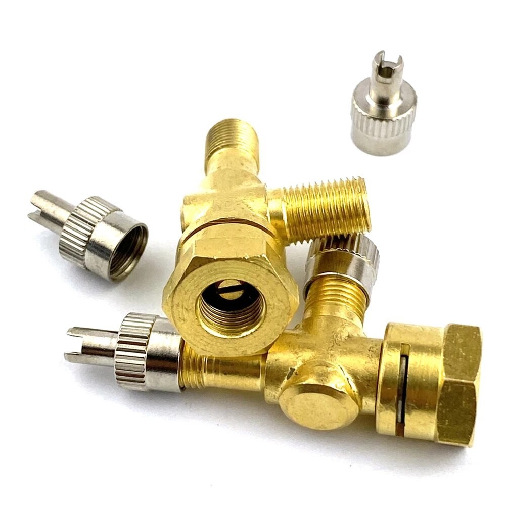 Tee Adapter Converter Pure Copper Motorcycle 3-Way Valve Stem Port 3 ...