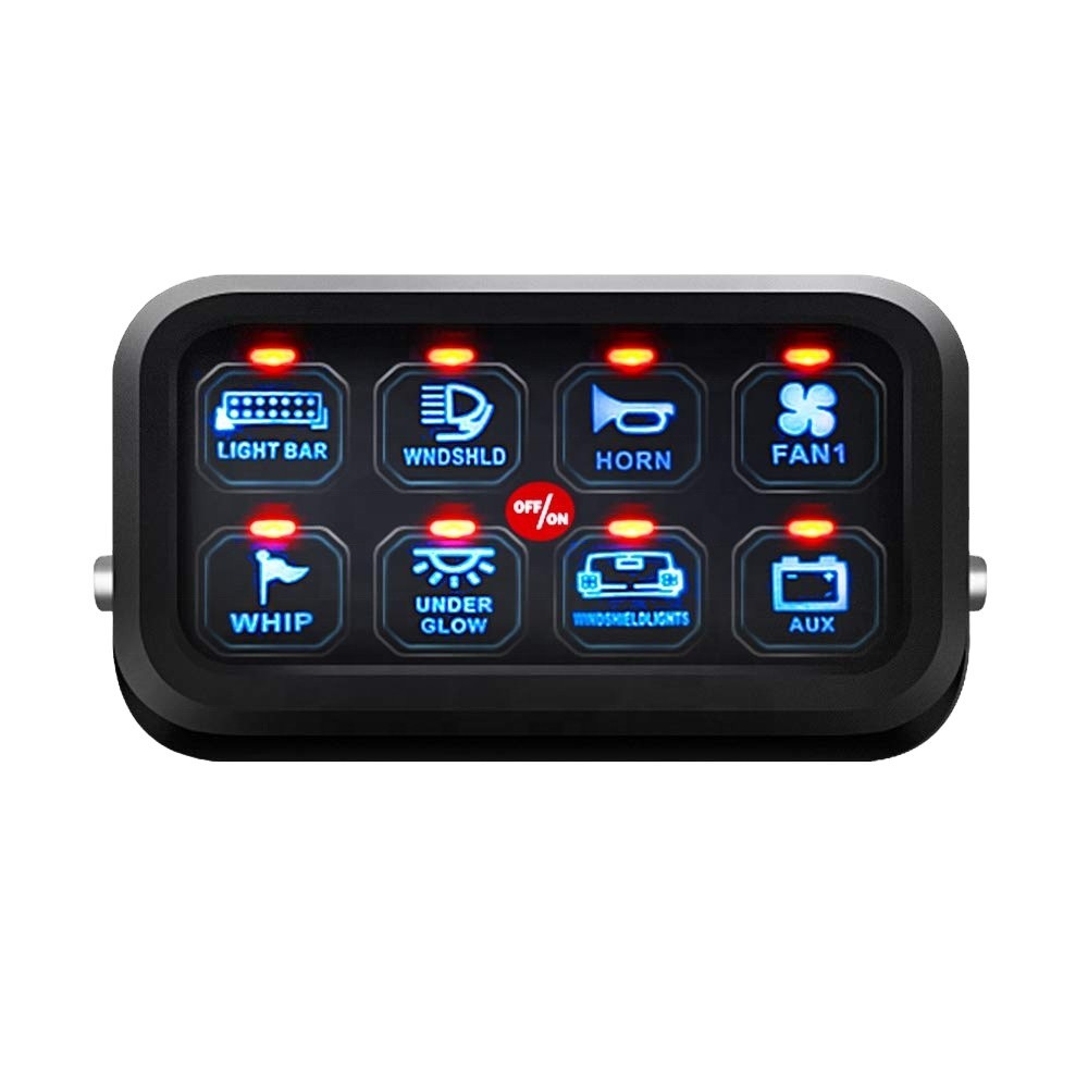 8 Gang RGB DJI 4X4 On-Off LED Car Switch Panel Circuit Control Relay ...