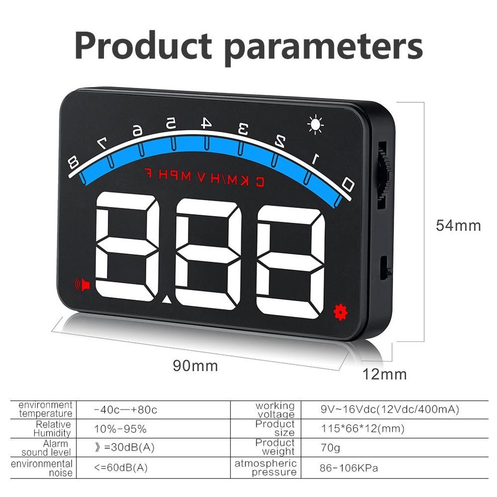 Inch 3.5 HUD M6 OBD2 System Digital Electronic Meter LED Display Speed ...