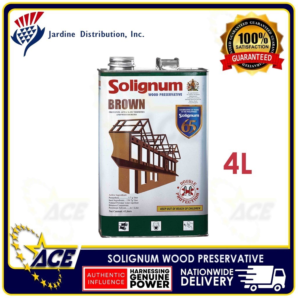 Jardine Solignum Wood Preservative - Brown 4 Liters ( 1 Gallon ...
