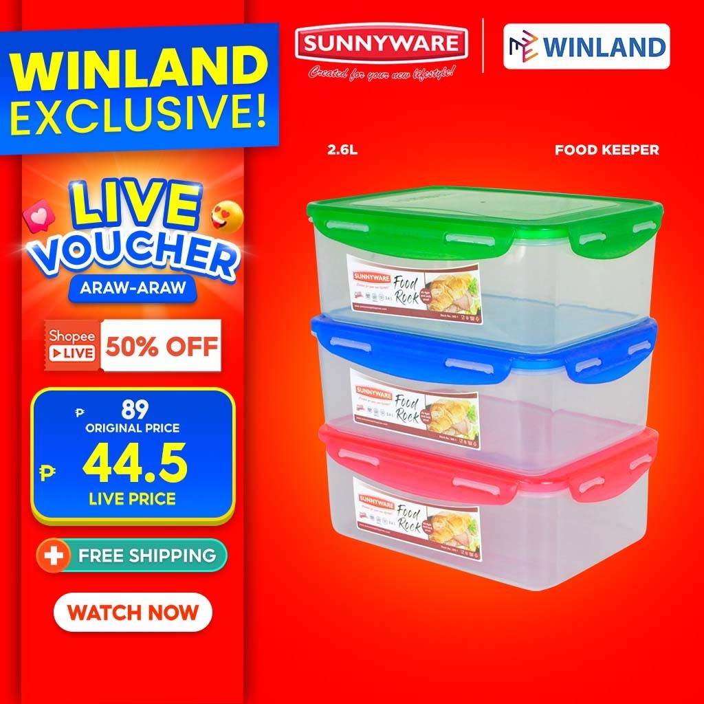 Sunnyware by Winland 2.6L | 2600mL Food Rack / Food Keeper Air Tight Storage Container 343-1 ...