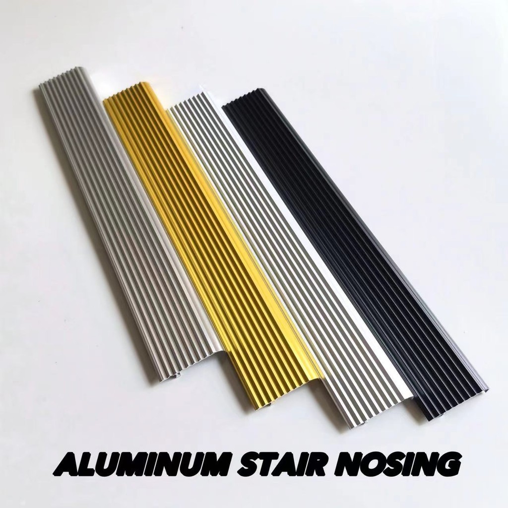 RCG Heavy Duty Stair Nosing Aluminum Anti Slip Pure Aluminum(Silver Black Gold) 1.22M(4FEET)Per ...