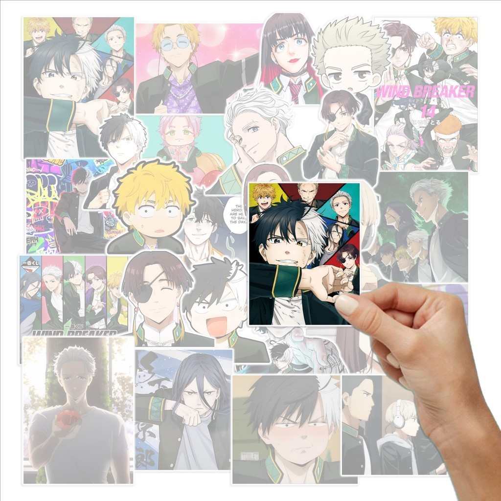 50pcs Windbreaker Waterproof Stickers Anime Manga Series Staionery ...
