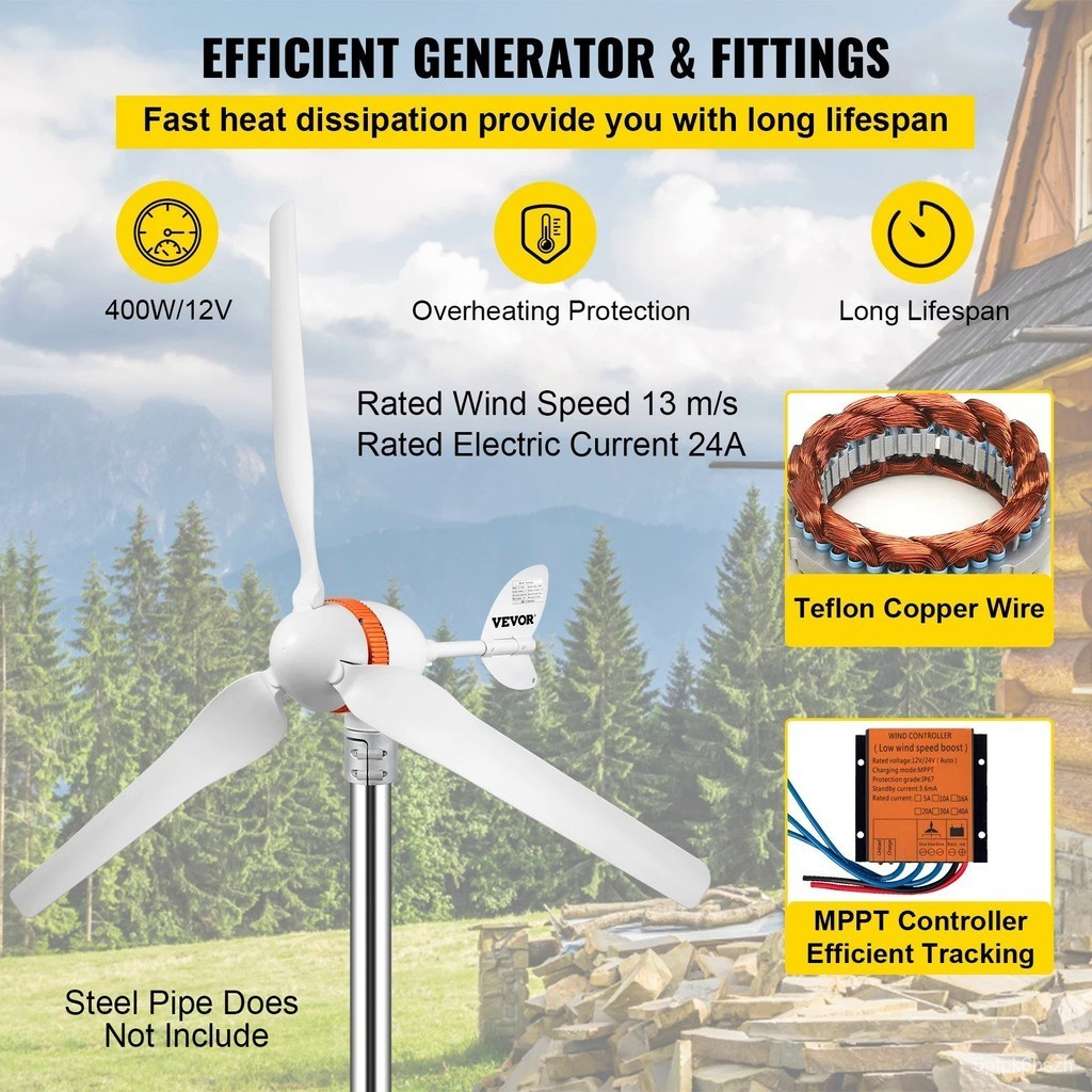 VEVOR Wind Turbine Generator 12V AC 300W-500W Wind Power Generator W ...