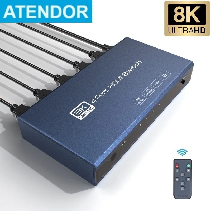 8K HDMI-compatible Switcher Selector 4x1 48Gbps 4 Ports HDR 10+ Ultra ...