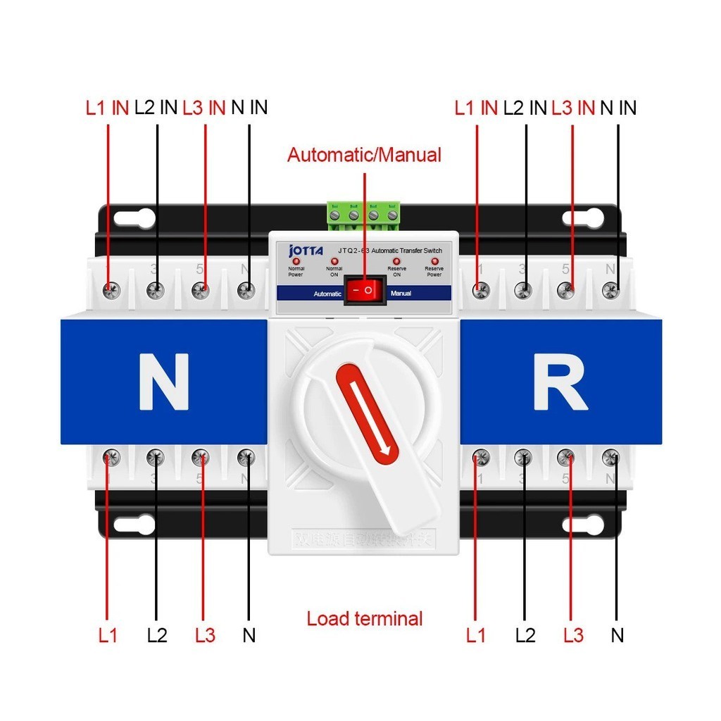 JOTTA 4P 63A 220V 380V ATS MCB Type Dual Power Automatic Transfer ...