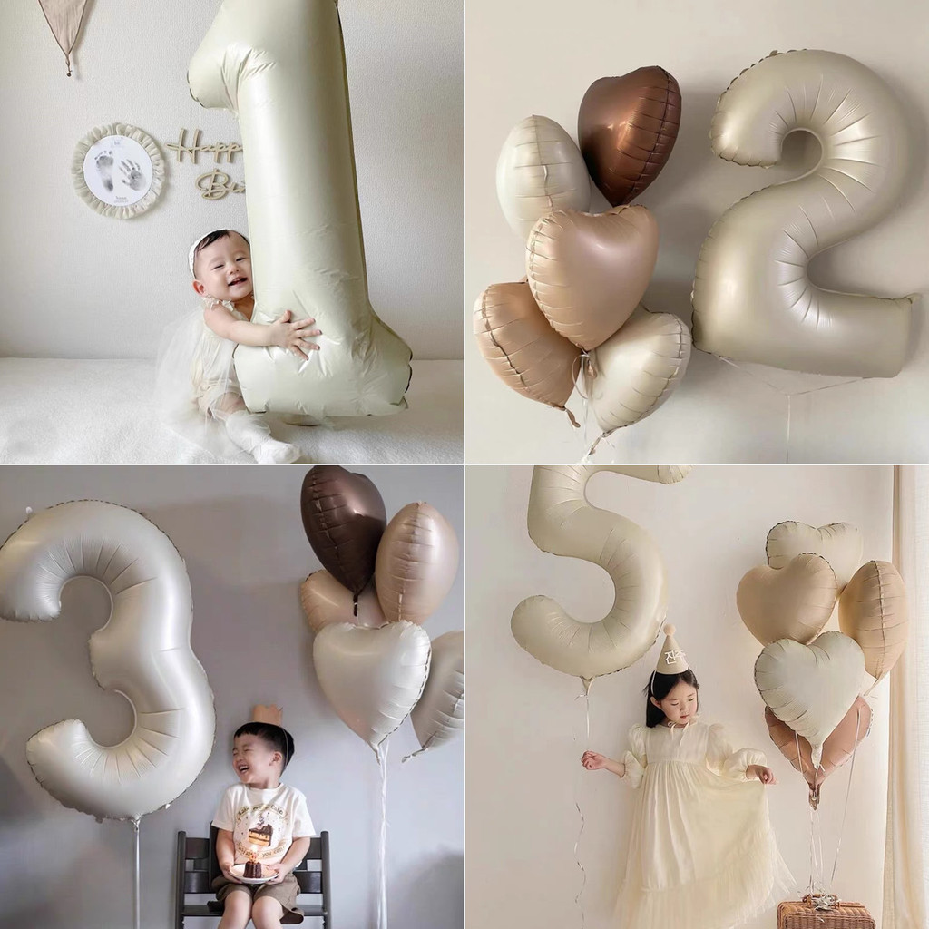 32Inch Cream Caramel Color Theme Number Balloons Party Birthday 18inch ...