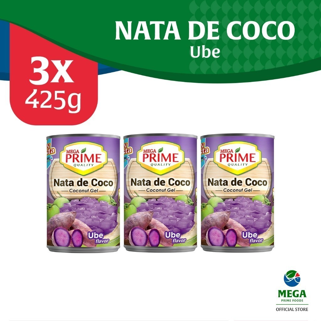 Mega Prime Nata De Coco Ube Easy Open Can 425G By 3'S | Shopee Philippines