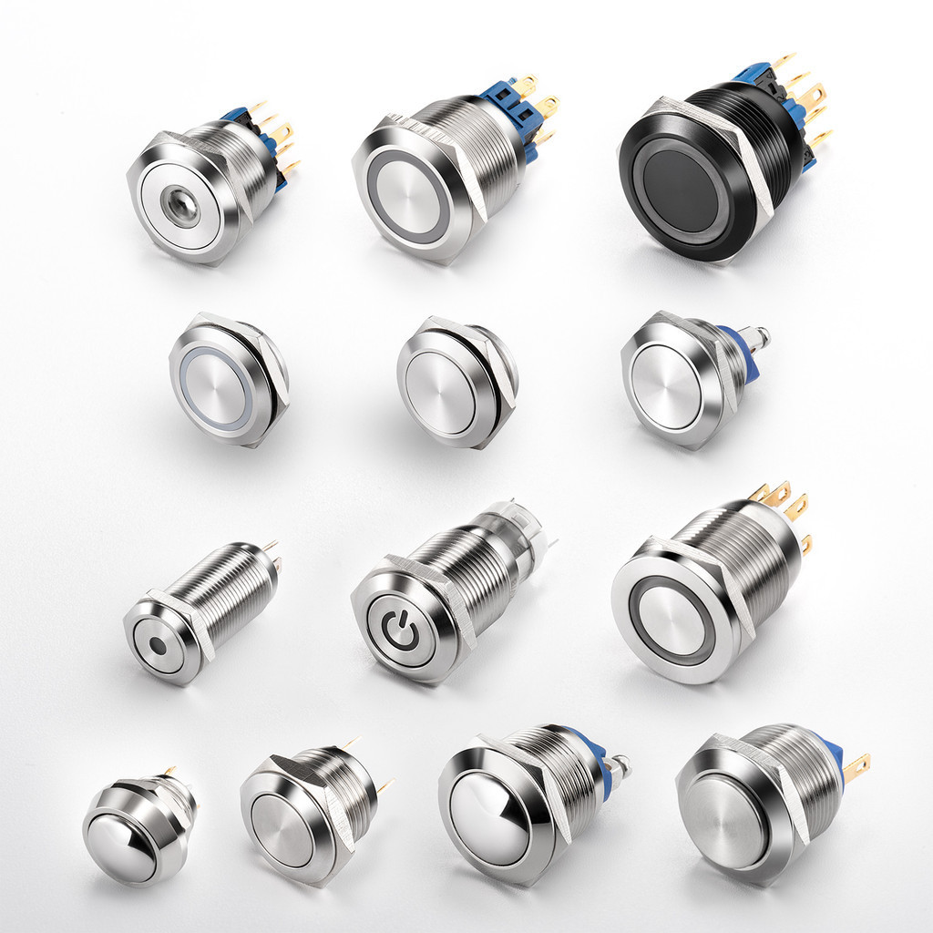 16mm 19mm 22mm Power Button Switch PC RGB Ring Illuminated Black ...