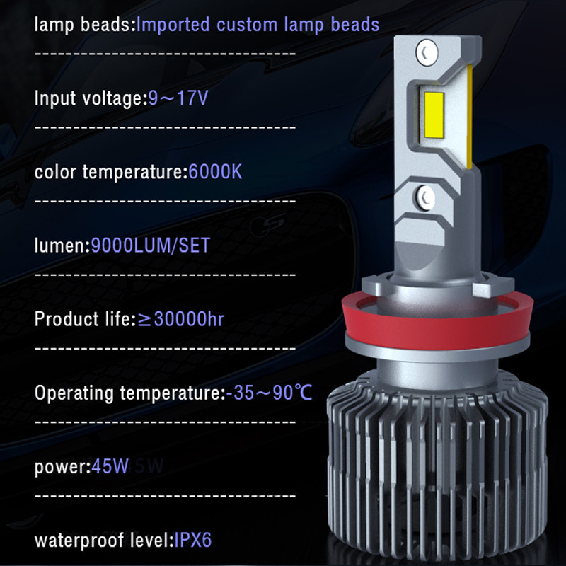 9003 Bulb Foshan 360 4X4 K12 M8 Projector B45 C5W Y9 V3 Jeep Car H4 Led Headlights For Golf 7/X ...